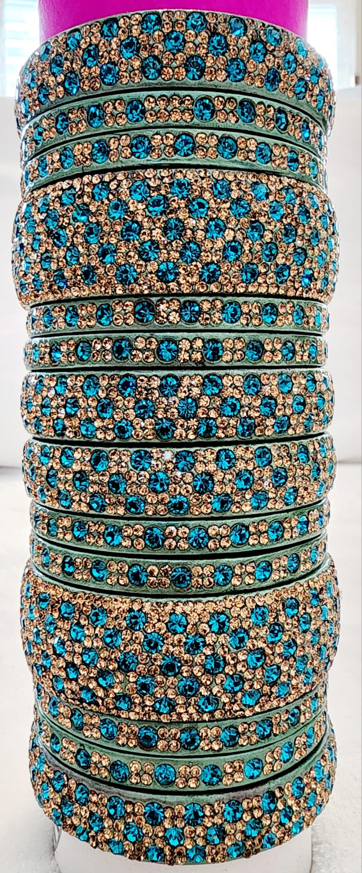 Bangles - Hyderabadi Traditional Stone Studed Bangles S-46 Blue and Go ...